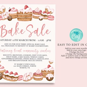 Editable BAKE SALE Flyer Template, DIY Market Sale, Community Fair ...
