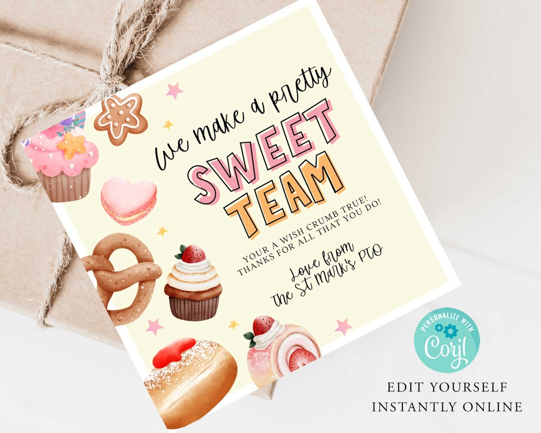 SWEETS Appreciation Gift Tag, Teacher, Friends, Mothers Day, Valentine ...