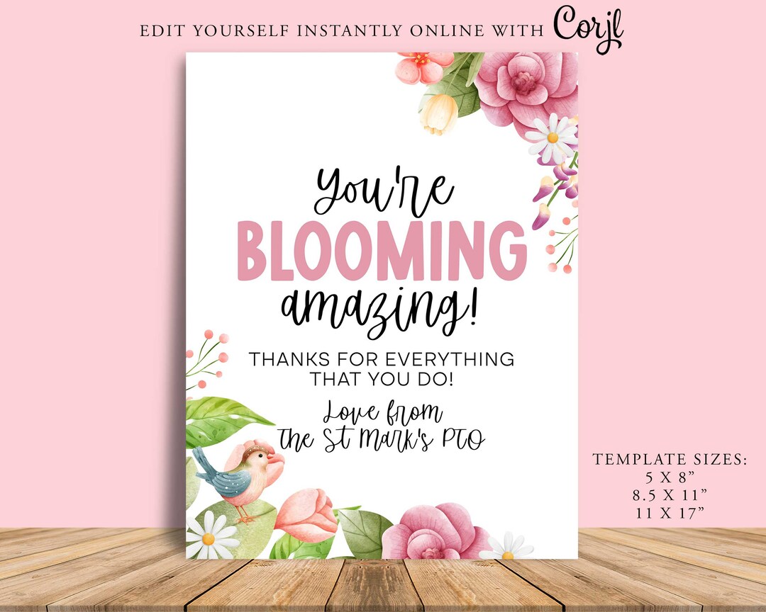 BLOOM Appreciation Sign, Teacher Staff Nurse Volunteer Appreciation ...