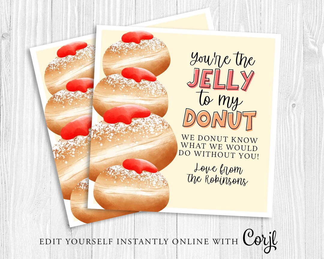 JELLY DONUT Appreciation Gift Tag, Teacher, Friends, Mothers Day ...