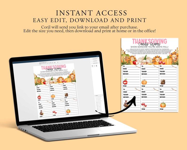 Thanksgiving Candy Gram Editable Template, Gobble Grams, School ...