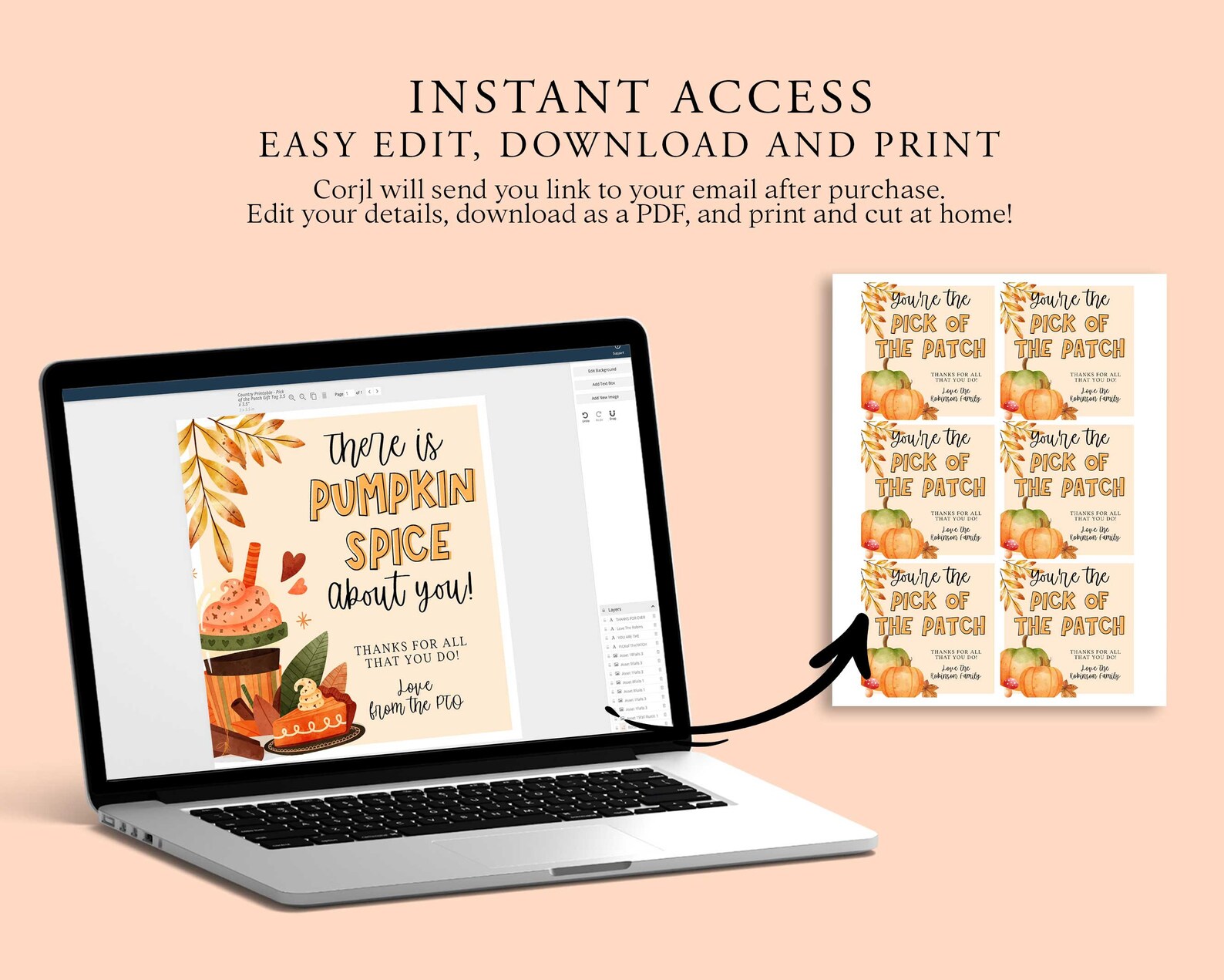 FALL Appreciation Gift Tag, Teacher, Friends, Thanksgiving Pumpkin ...