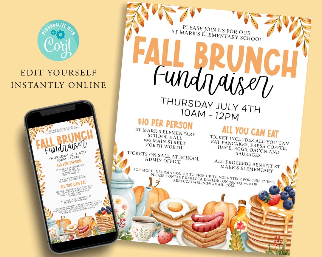 FALL Breakfast Flyer, Printable PTA Flyer, School Breakfast ...