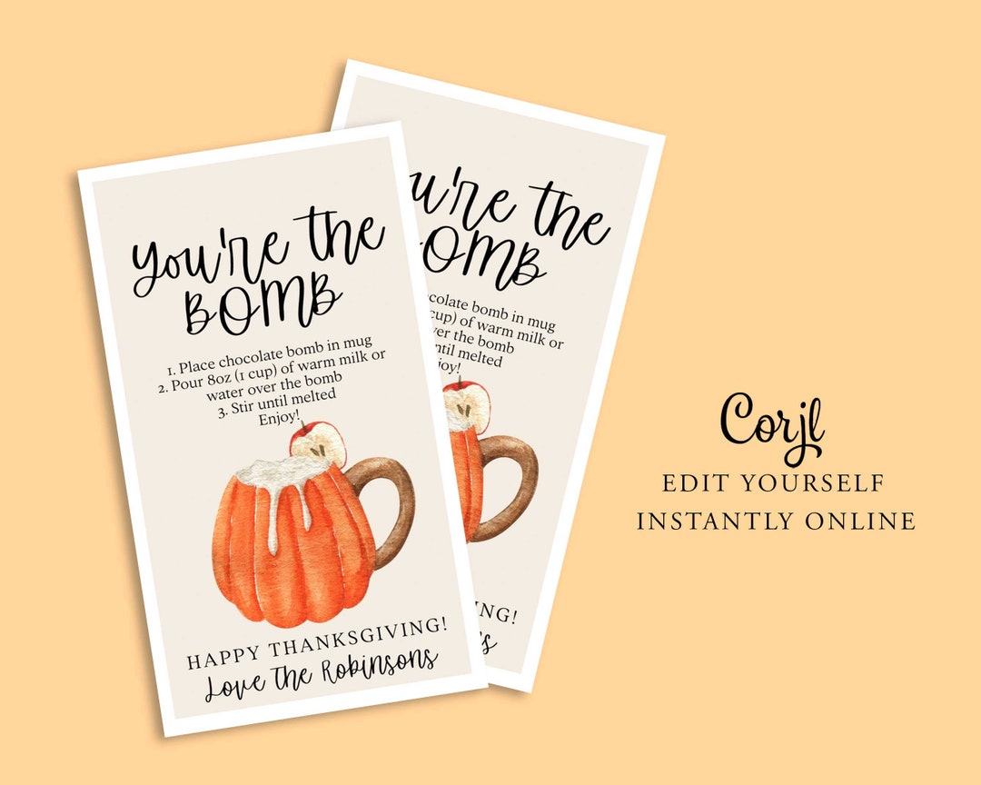 FALL Appreciation Gift Tag, You're the Bomb, Teacher or Friends ...