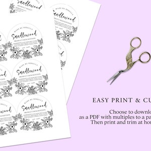 Classic Floral ROUND Editable Product Label, ORGANIC Custom Product ...