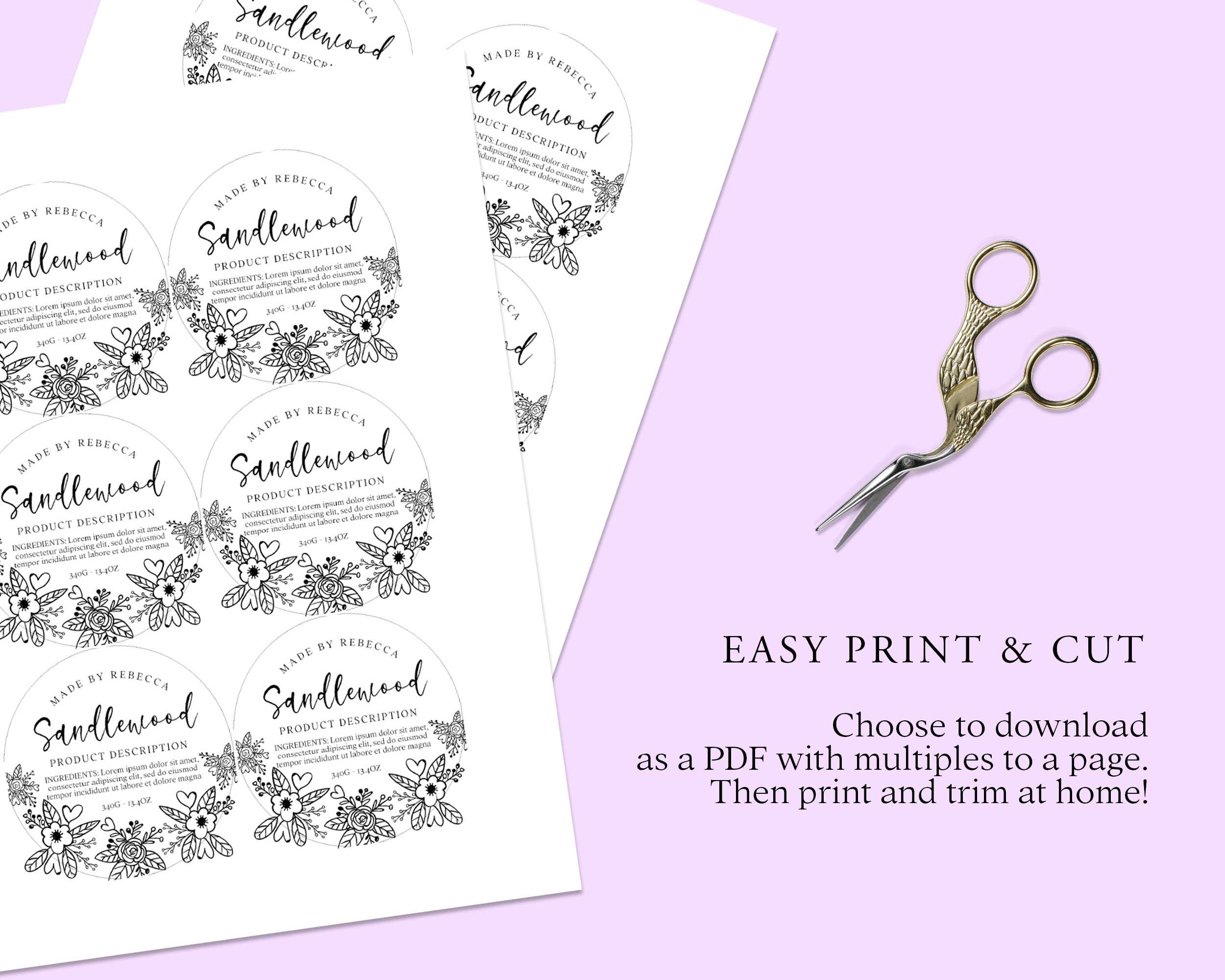 Classic Floral ROUND Editable Product Label ORGANIC Custom - Etsy