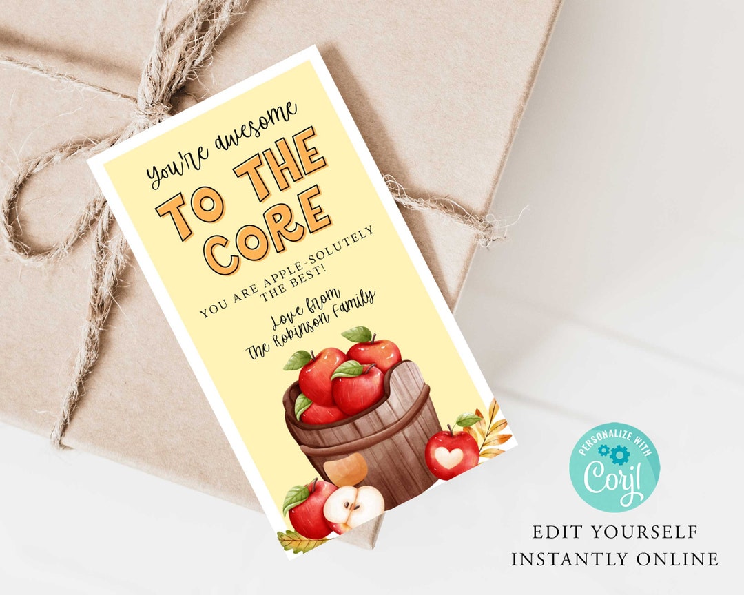 TEACHER Appreciation Gift Tag, Teacher, Friends, Thanksgiving Apple ...