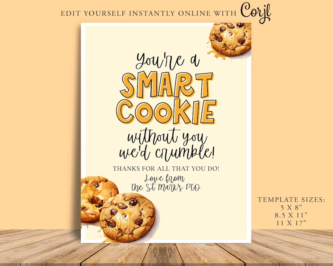 COOKIE Appreciation Sign, Teacher Staff Nurse Volunteer Appreciation ...
