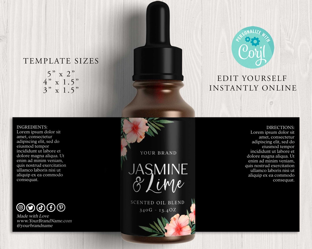 SUMMER Handmade Palm Leaf Dropper Bottle Label, Custom Product Label ...