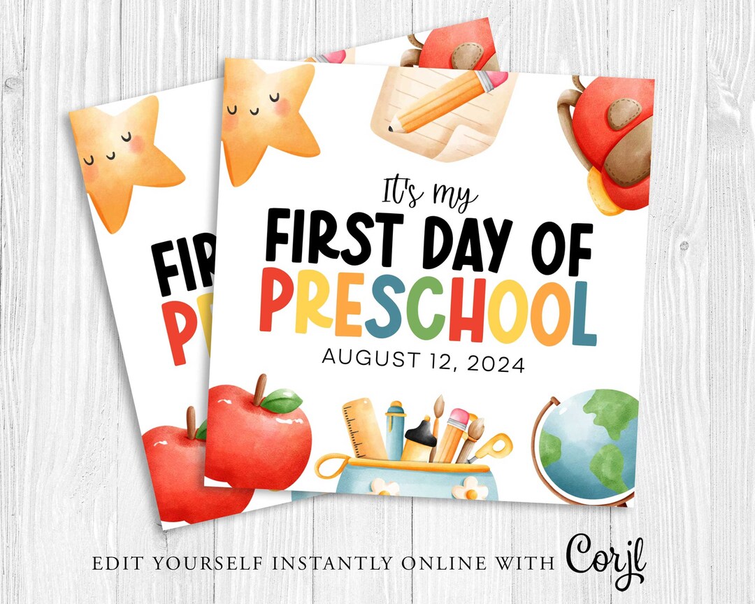FIRST DAY of PRESCHOOL Gift Tag, First Day of School, Back to School ...