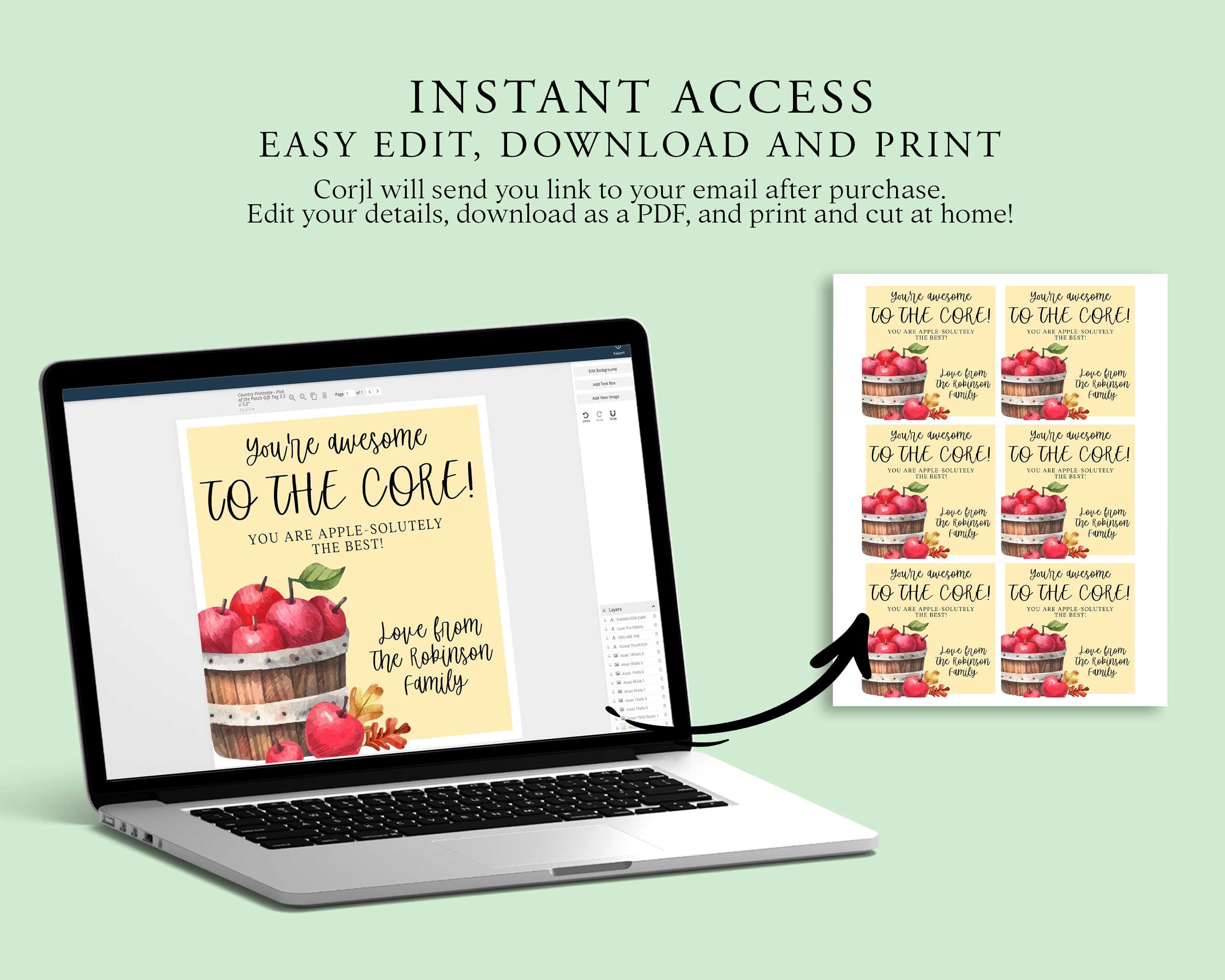 TEACHER Appreciation Gift Tag, Teacher, Friends, Thanksgiving Apple ...