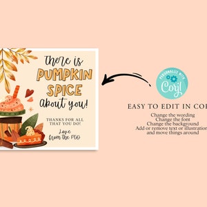 FALL Appreciation Gift Tag, Teacher, Friends, Thanksgiving Pumpkin ...