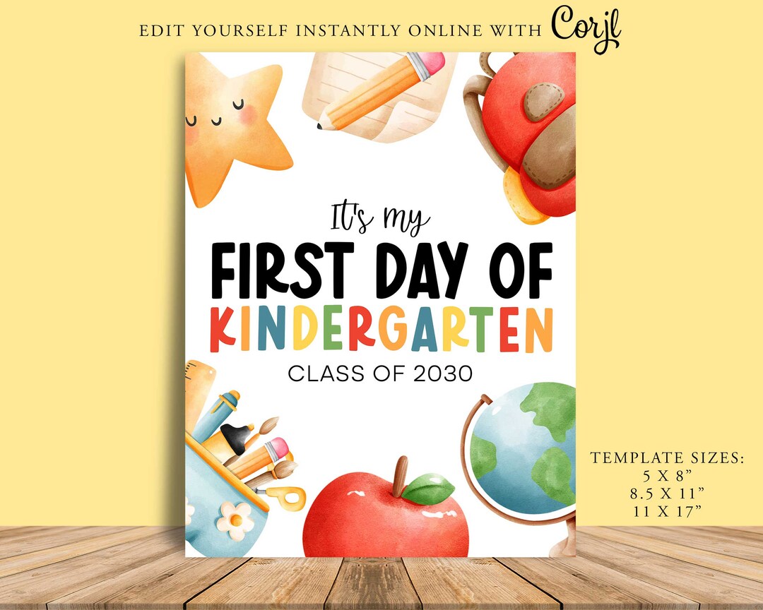 FIRST DAY of KINDERGARTEN, Back to School Sign, Teacher Appreciation ...