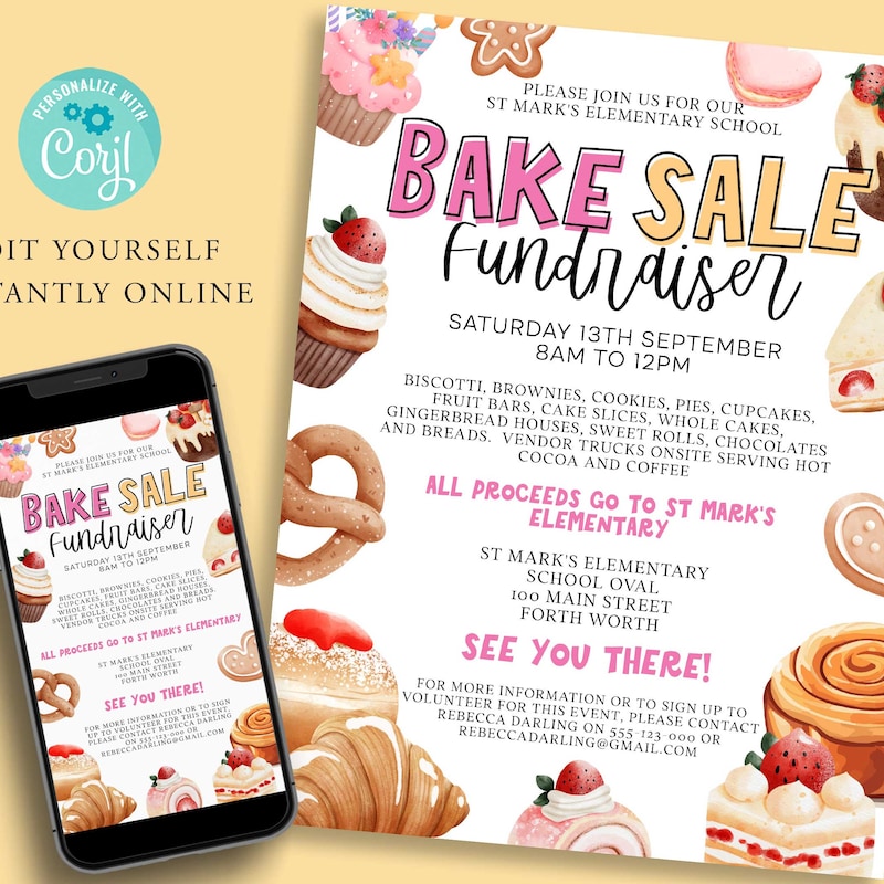 Cake Sale Poster Template - Etsy UK