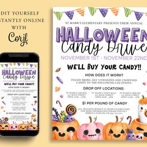 CANDY DRIVE Fundraiser Flyer, Printable PTA Flyer, Church, Community ...