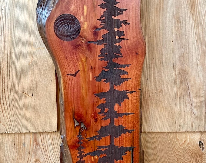Live Edge Cedar Wall Art, From Reclaimed Cedar Driftwood, Engraved ...