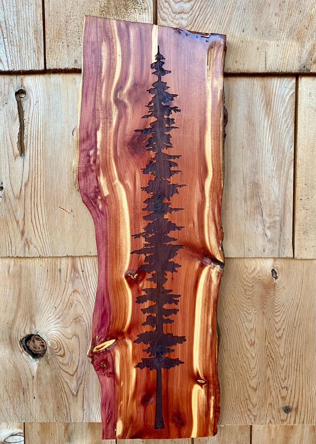 Live Edge Cedar Wall Art, From Reclaimed Cedar Driftwood, Engraved ...