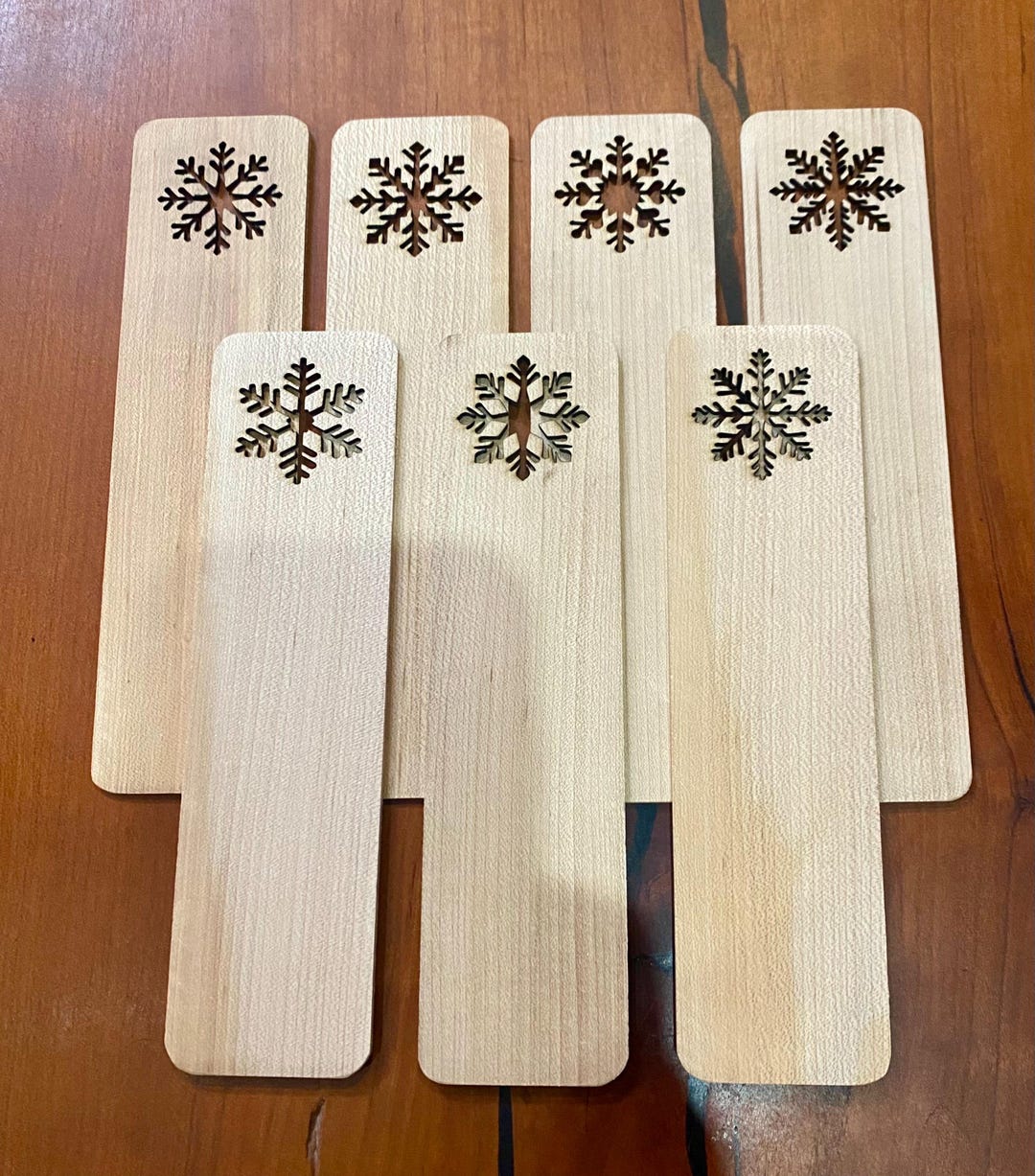 Set of 7 Bookmarks, Maple, Laser Cut. Snowflake Design. - Etsy