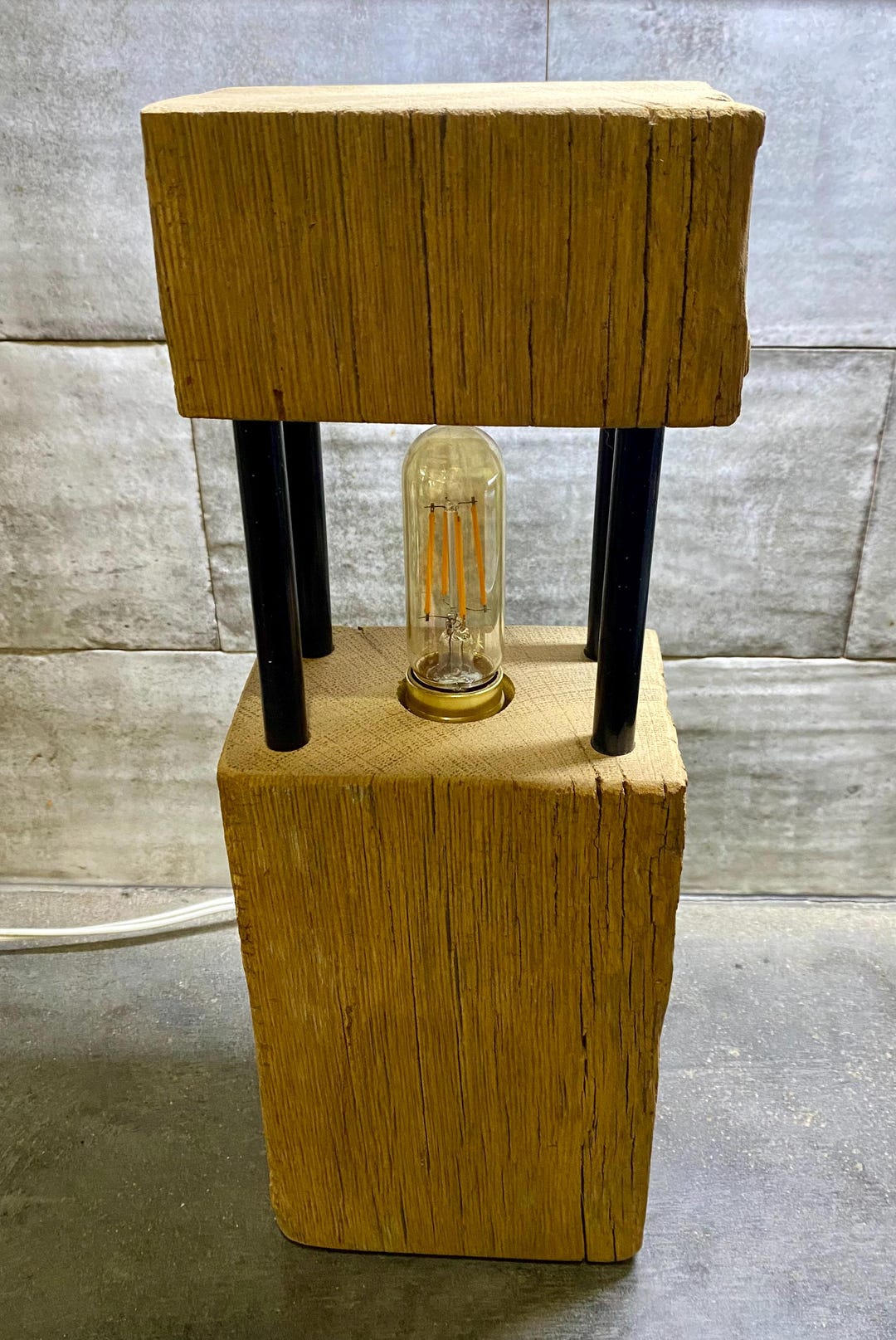 Reclaimed Oak Desk Lamp: Industrial Steampunk Decor - Etsy