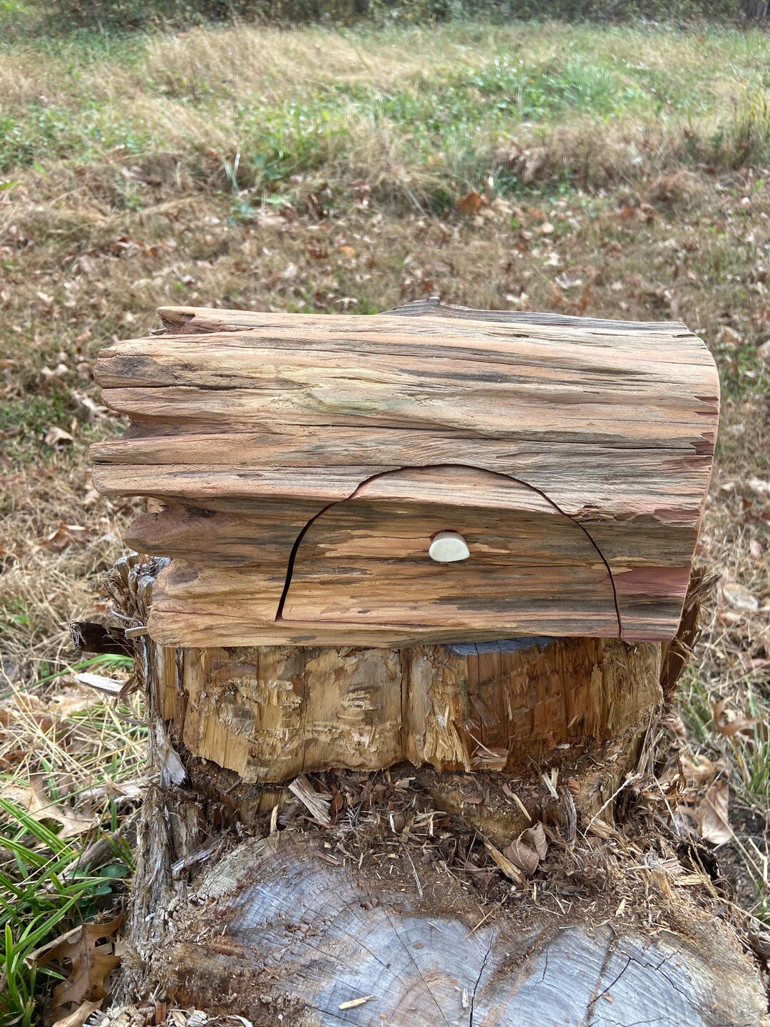 Cedar Log With Deer Antler Pull Drawer Handmade in US. Cedar Driftwood ...