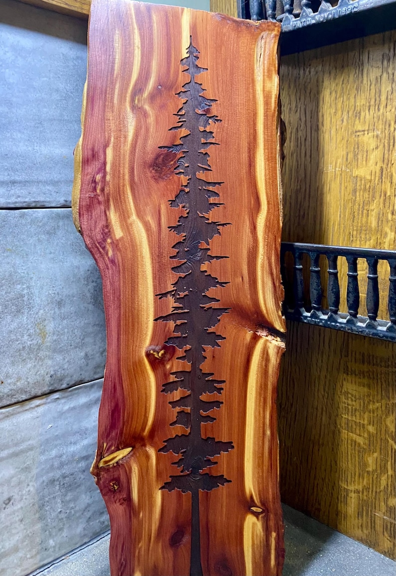 Live Edge Cedar Wall Art, From Reclaimed Cedar Driftwood, Engraved ...