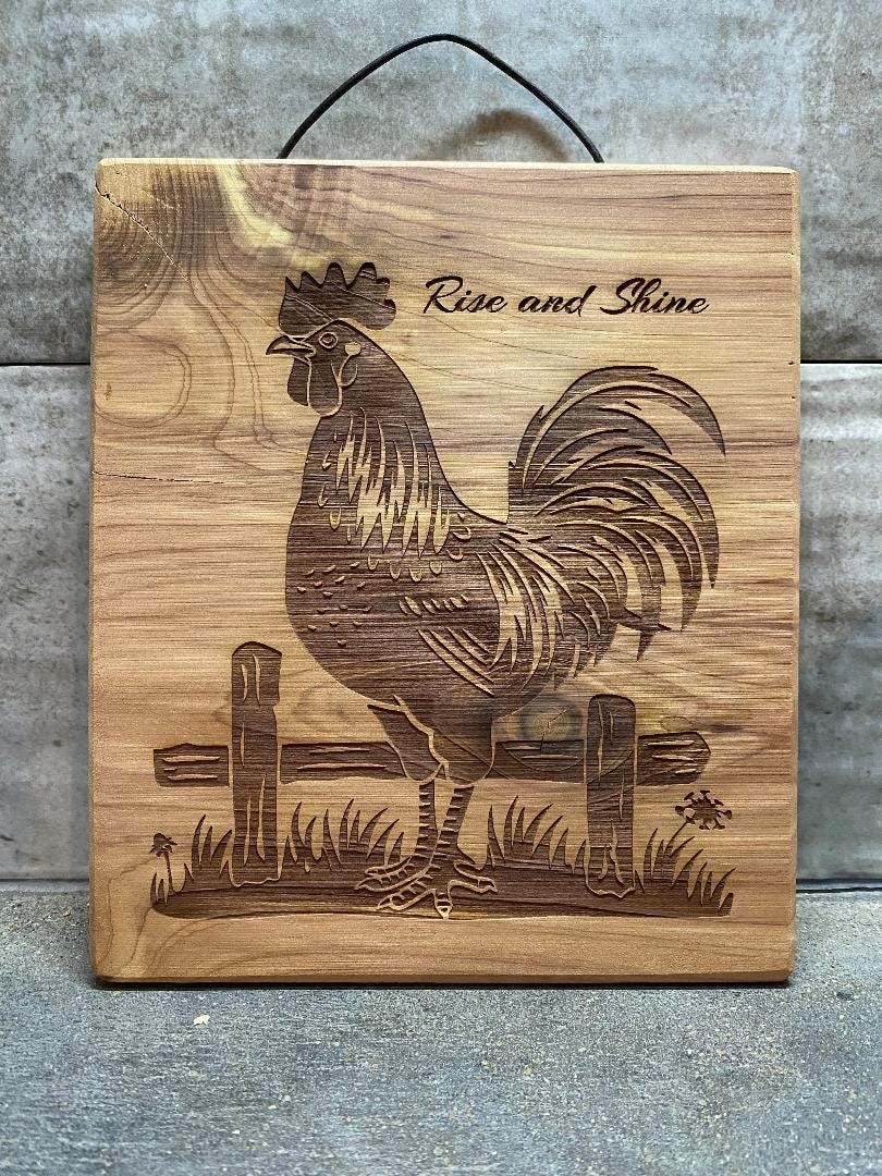 Rooster Wall Plaque, With Laser Engraved Image. - Etsy