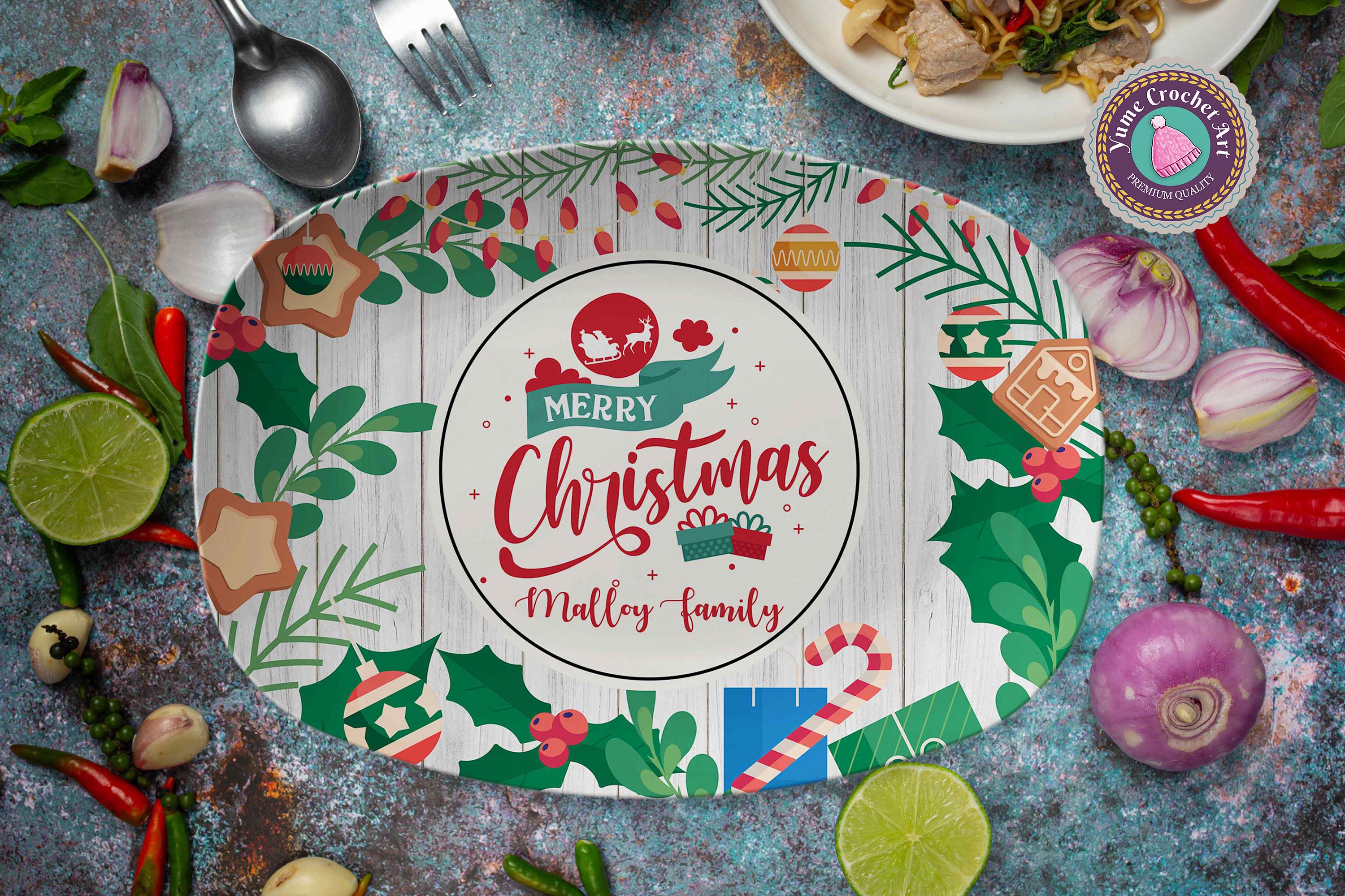 Merry Christmas Serving Platter Christmas Cookie Serving Platter ...