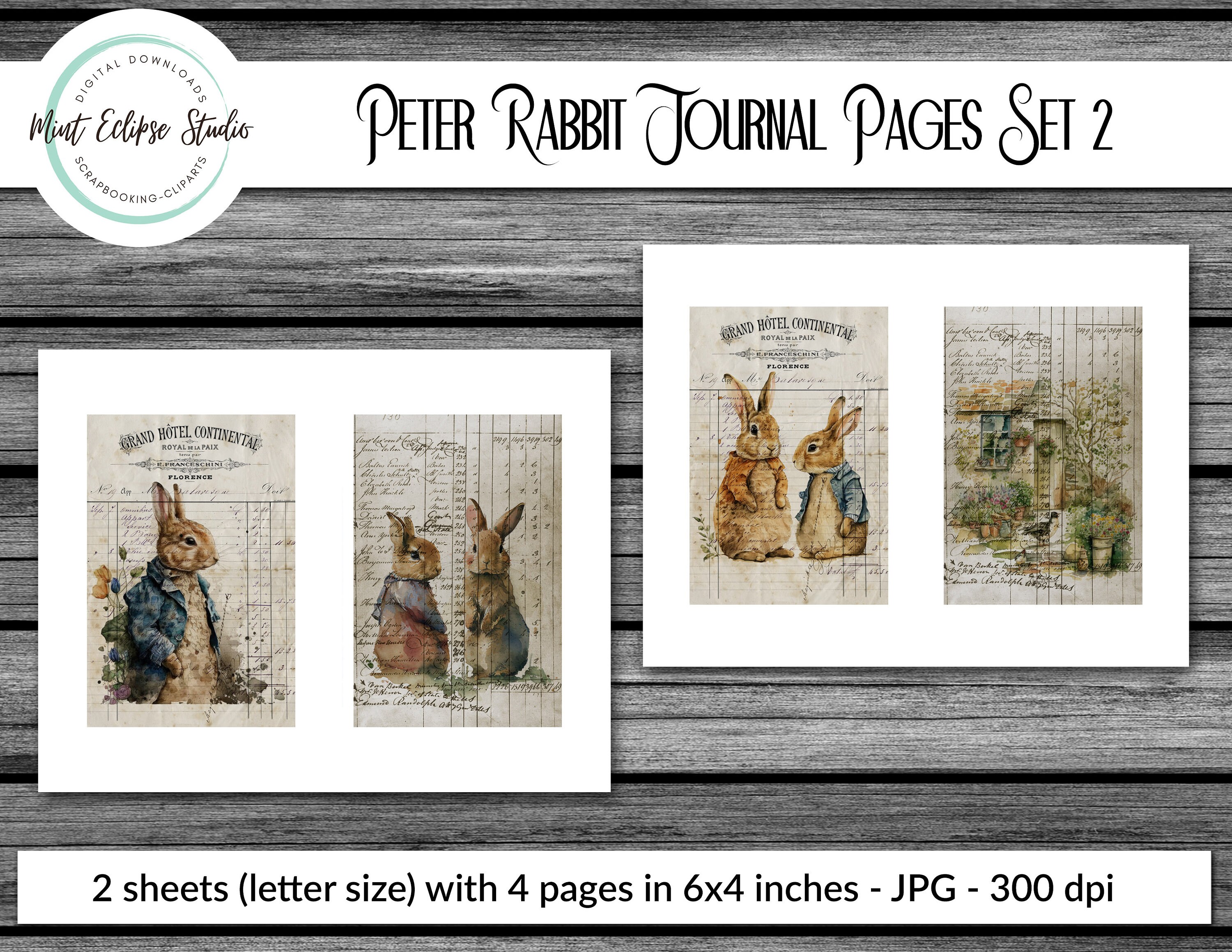 Peter Rabbit Style Junk Journal Printable Pages, 6x4 Digital Paper ...