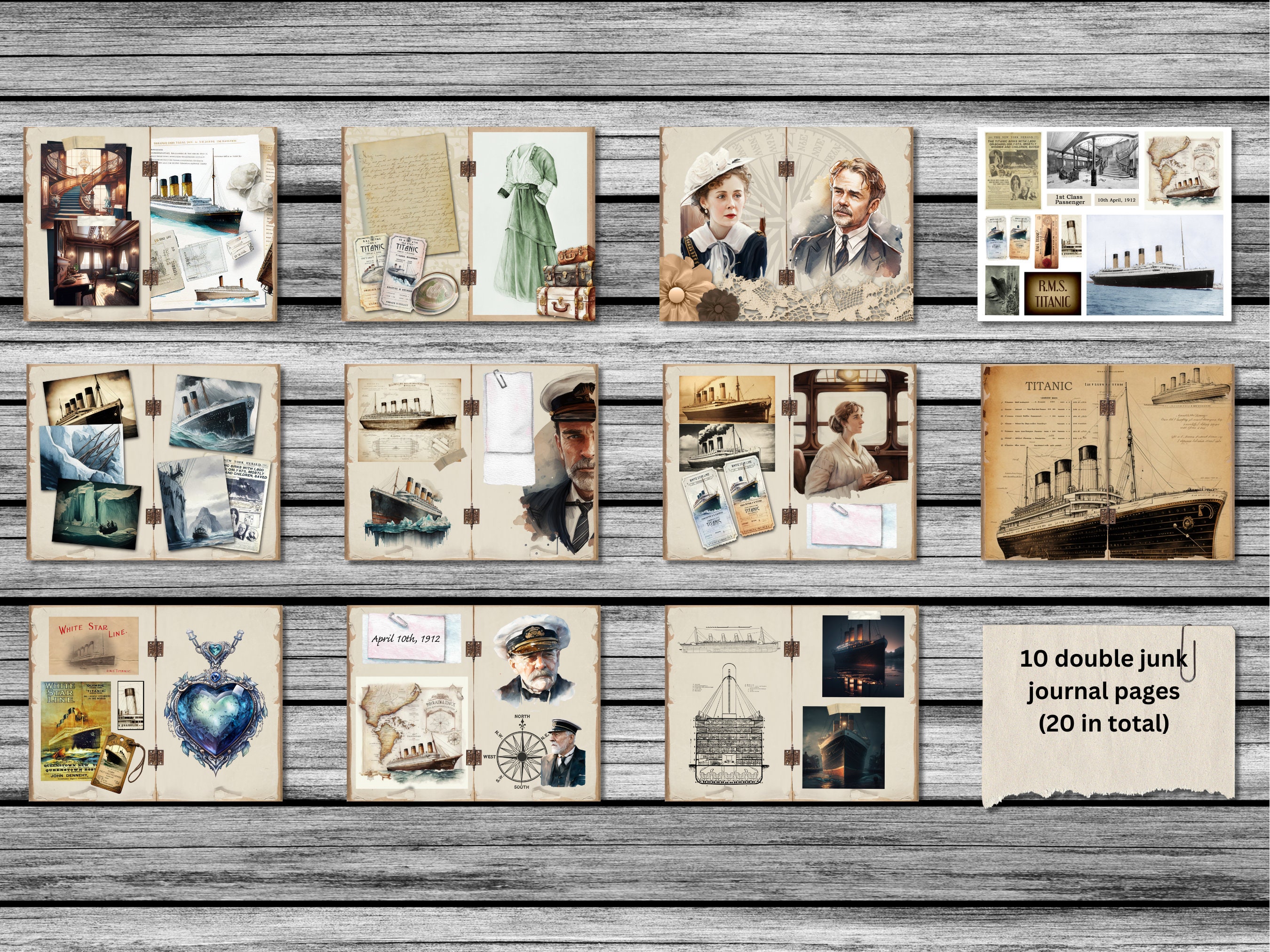Titanic Journal Kit - Titanic Inspired Ephemera Printable, Ocean Pages ...