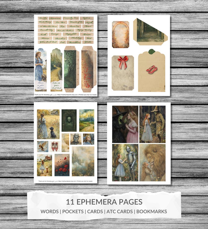 Wizard of Oz Digital Junk Journal Bundle - 29 Pages of Vintage Journal ...