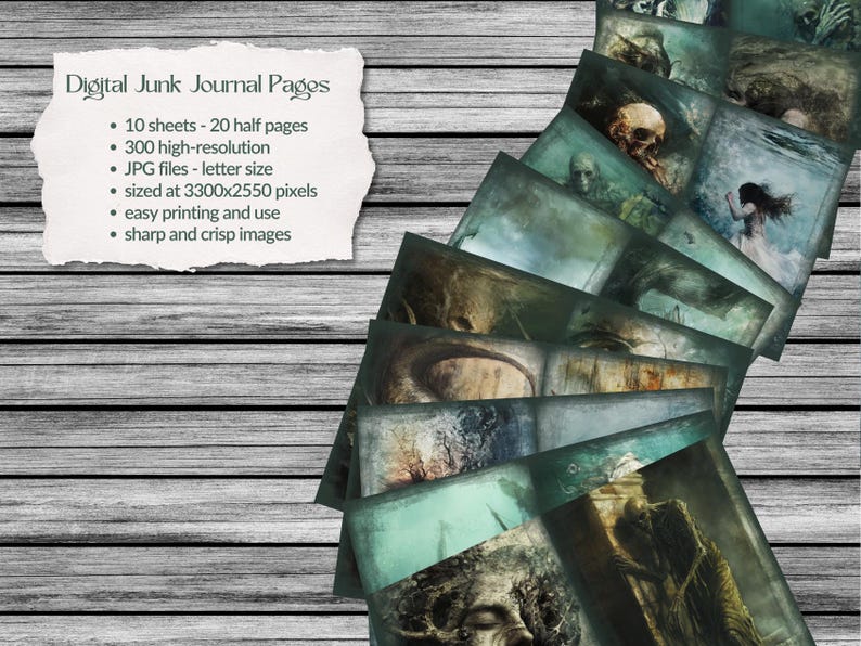 Cursed Ocean Journal Pages, Creepy Mermaid, Sea Monster, Spooky, Dark ...