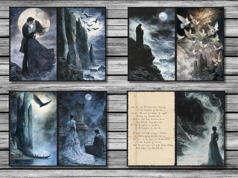 Annabel Lee Junk Journal Kit, Edgar Allan Poe Printable Pages, Dark ...
