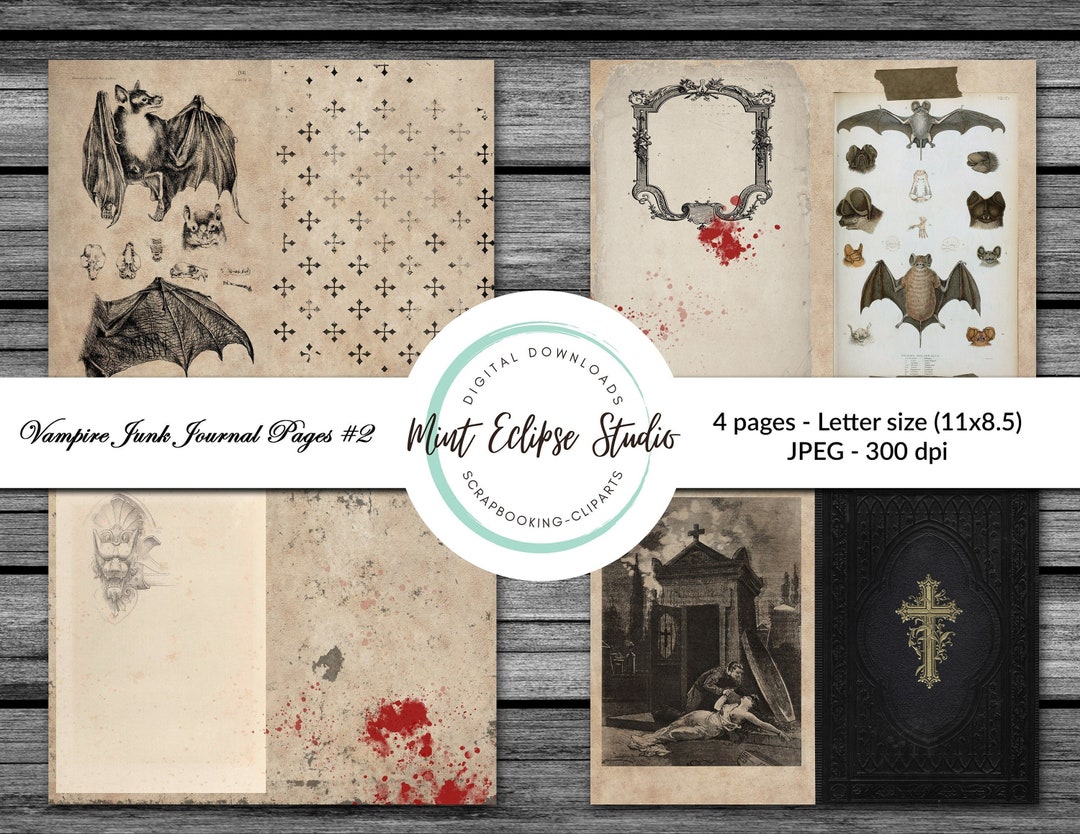 Vampire Junk Journal Pages No. 2, Gothic Halloween Horror Printable ...