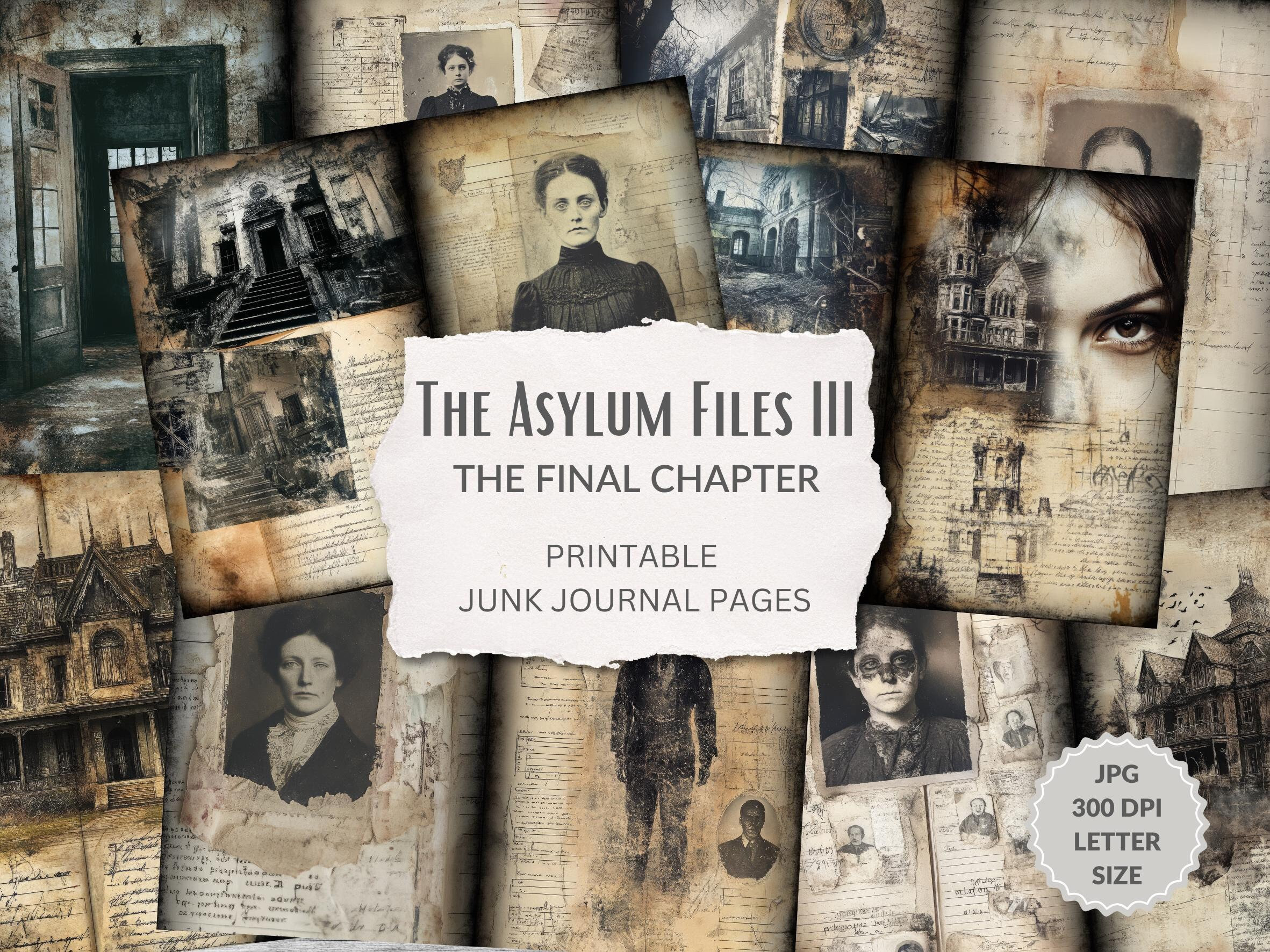 The Asylum Files Vol. III Junk Journal Pages, Horror, Halloween ...