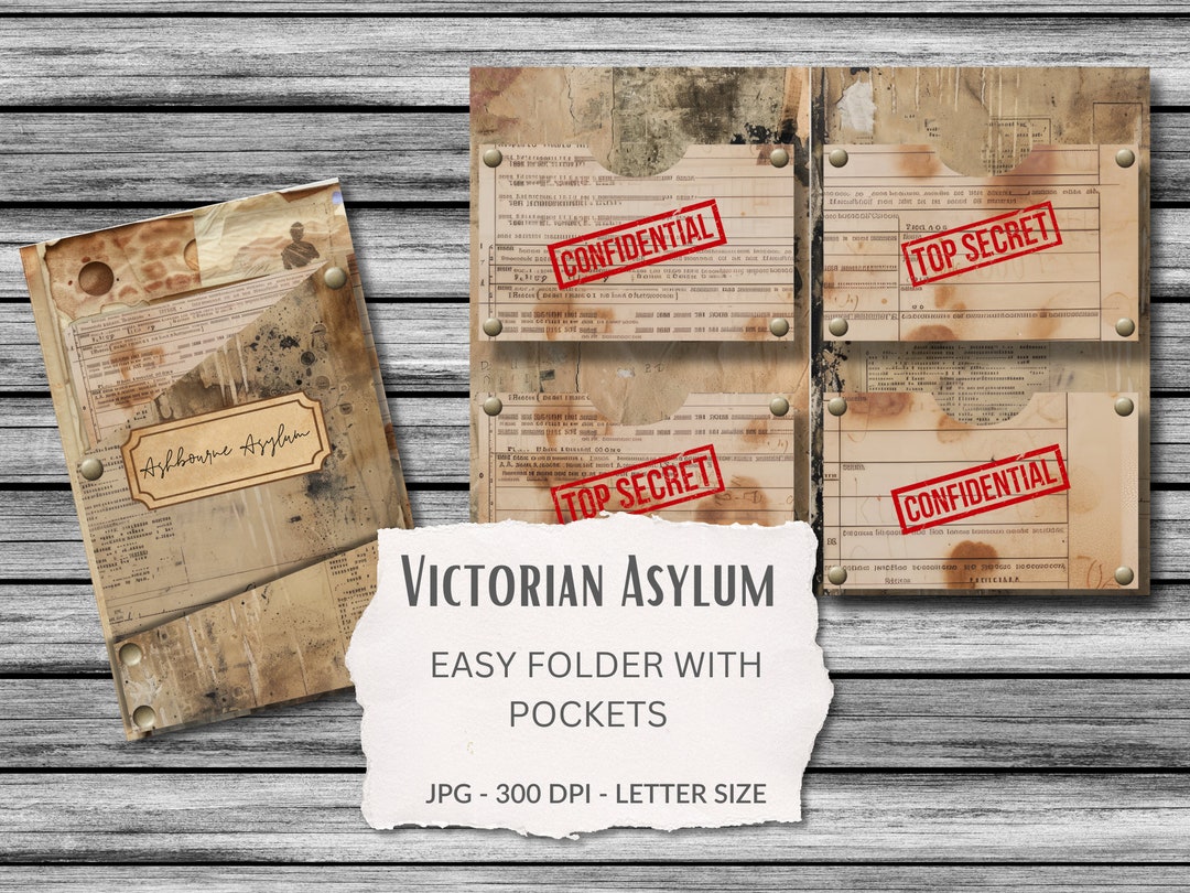 Asylum File Folder Folio Kit, Ashbourne, Junk Journal Add-on, Halloween ...