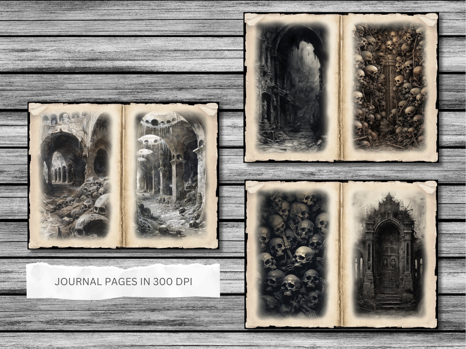 Catacombs – Gothic Horror Junk Journal Kit Paris, Skulls, Bones ...