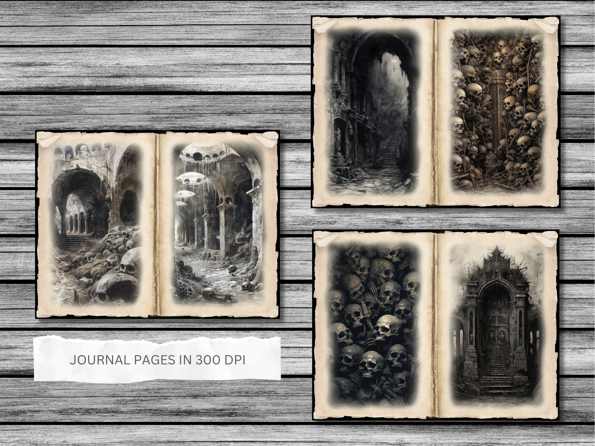 Catacombs – Gothic Horror Junk Journal Kit Paris, Skulls, Bones ...