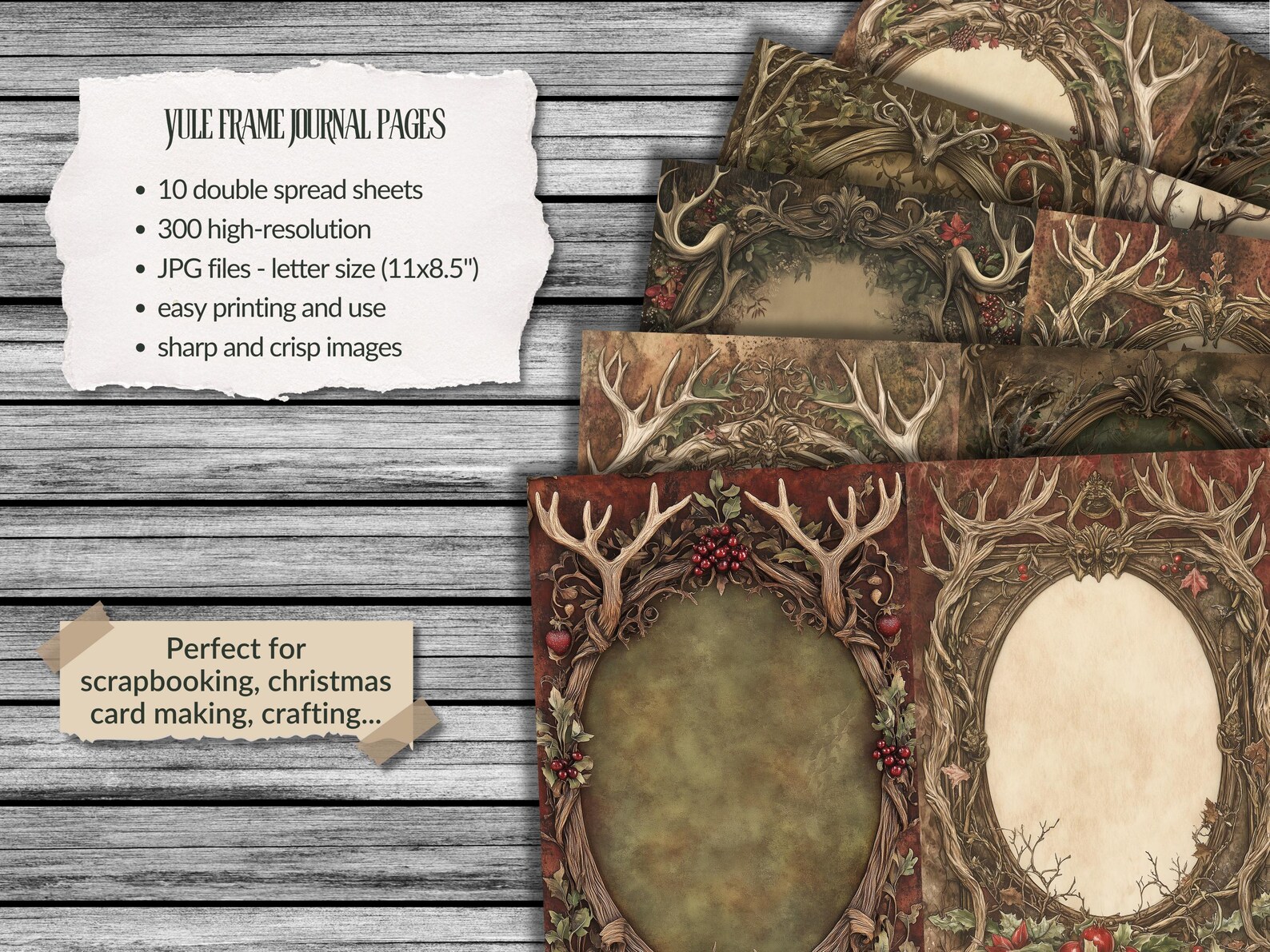 Yuletide Frame Journal Pages, Printable Pagan Pages, Yule Printable ...