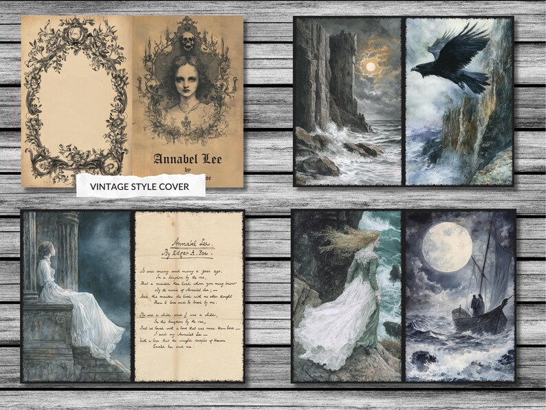 Annabel Lee Junk Journal Kit, Edgar Allan Poe Printable Pages, Dark ...