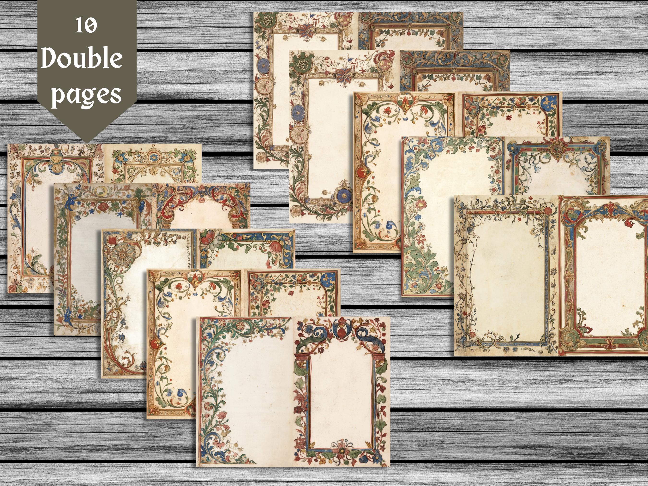 Medieval Illuminated Manuscript Vol. IV, Gothic Junk Journal Pages ...