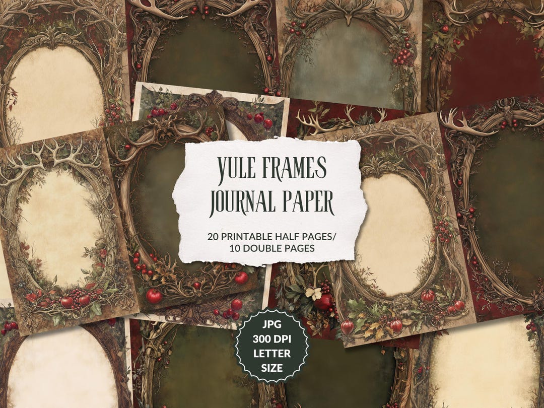 Yuletide Frame Journal Pages, Printable Pagan Pages, Yule Printable ...