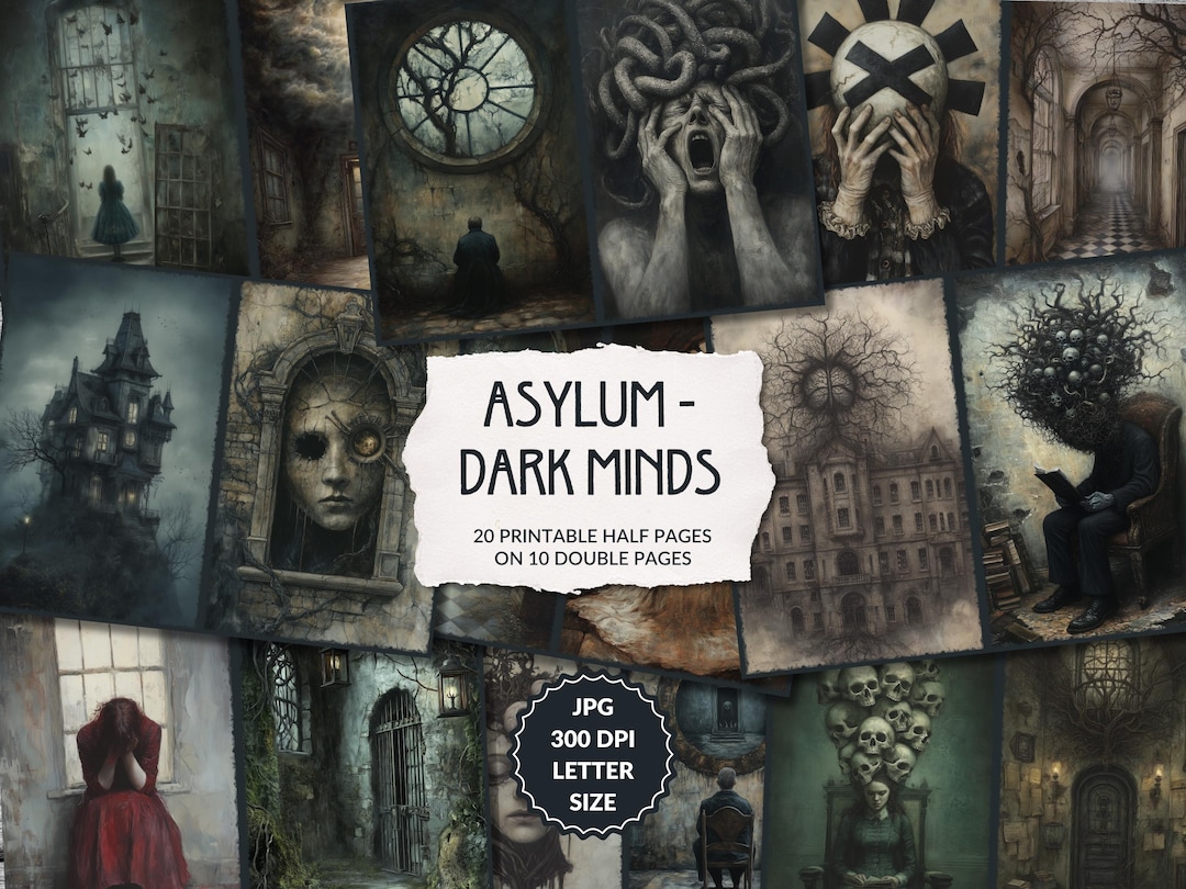 Asylum - Dark Minds - Junk Journal Pages, Horror, Halloween Printable ...