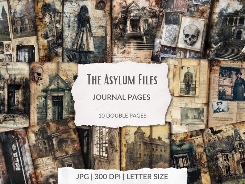 The Asylum Files - Junk Journal Pages, Horror, Halloween, Creepy ...