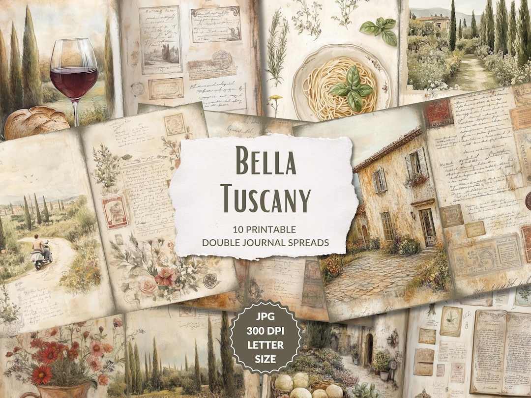 Tuscany Journal Pages - Italian Landscape Printable, Tuscan Countryside ...