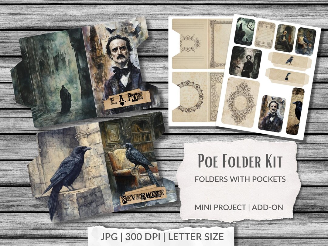 Poe Loaded Folder Kit, the Raven Nevermore, Halloween, Gothic Horror ...