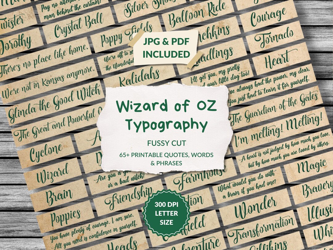 Wizard of Oz – Junk Journal Words, Inspirational Quotes, Printable ...