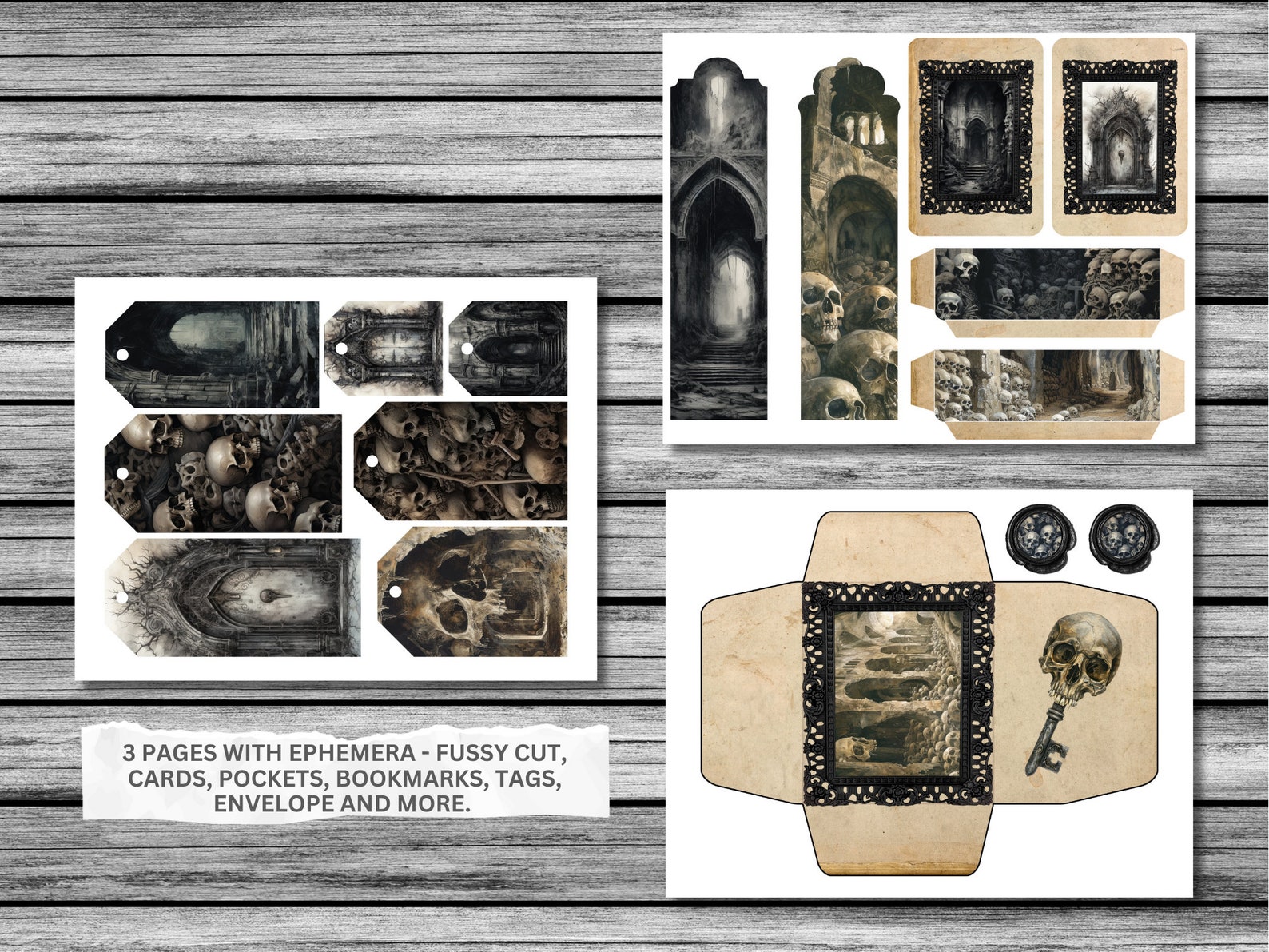 Catacombs – Gothic Horror Junk Journal Kit Paris, Skulls, Bones ...