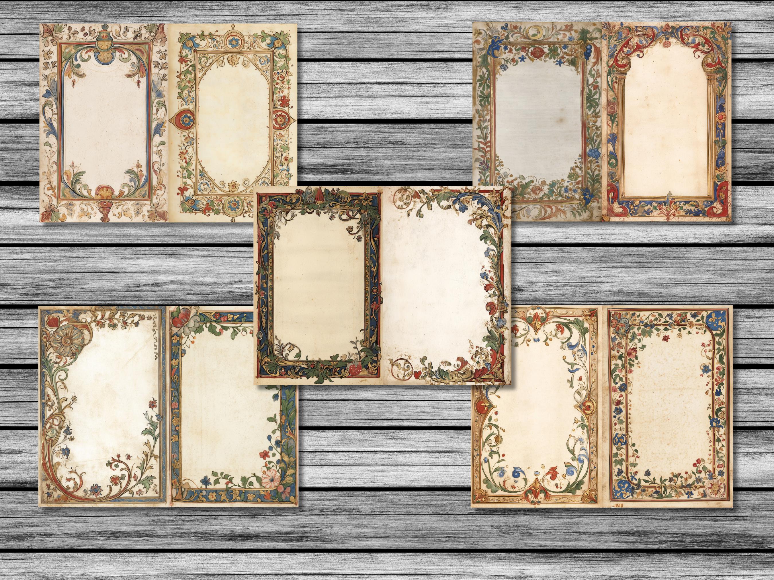 Medieval Illuminated Manuscript Vol. IV, Gothic Junk Journal Pages ...