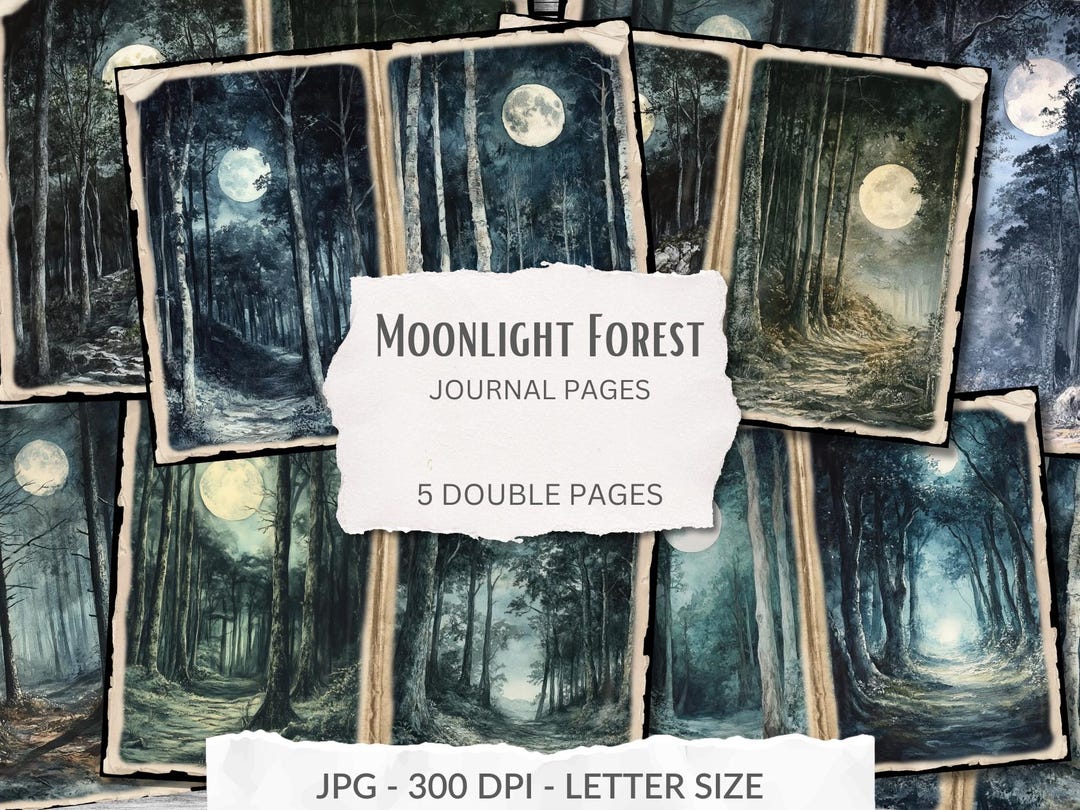 Moonlight Forest Junk Journal Pages, Gothic Forest Tree, Sinister ...