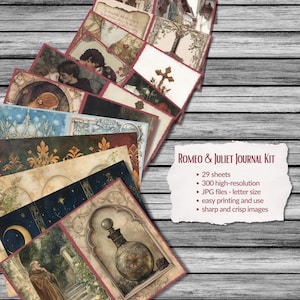 Romeo & Juliet Digital Junk Journal Bundle - 29 Printable Pages ...